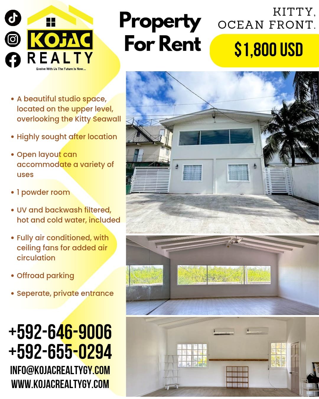 Commercial for Rent in Kitty, Ocean Front – USD 1,800/month - Guyana MLS